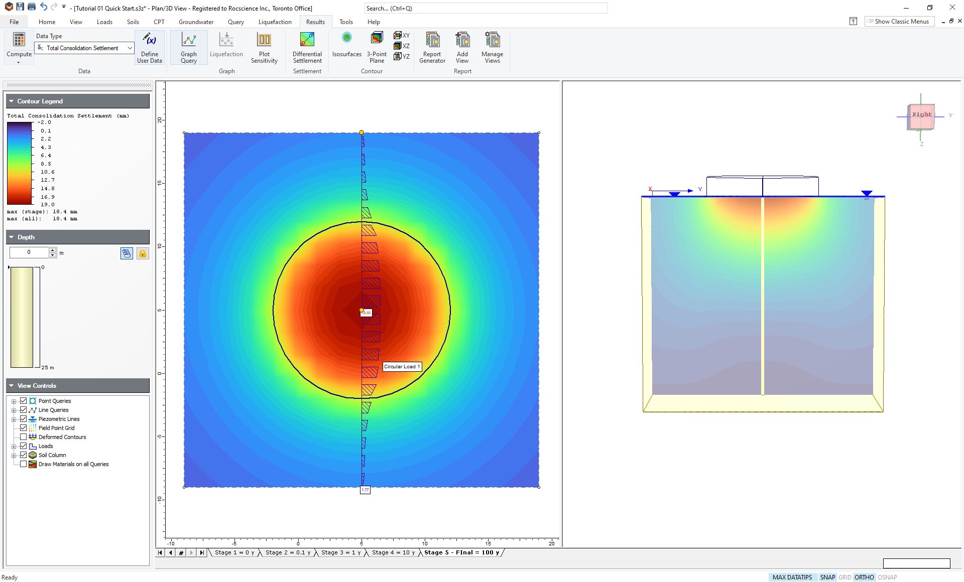 Settle3 Tutorials | 2 - Time-Dependent Consolidation